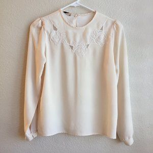 Vintage | Tops | Vintage Cream Lace Romantic Rose Blouse | Poshmark